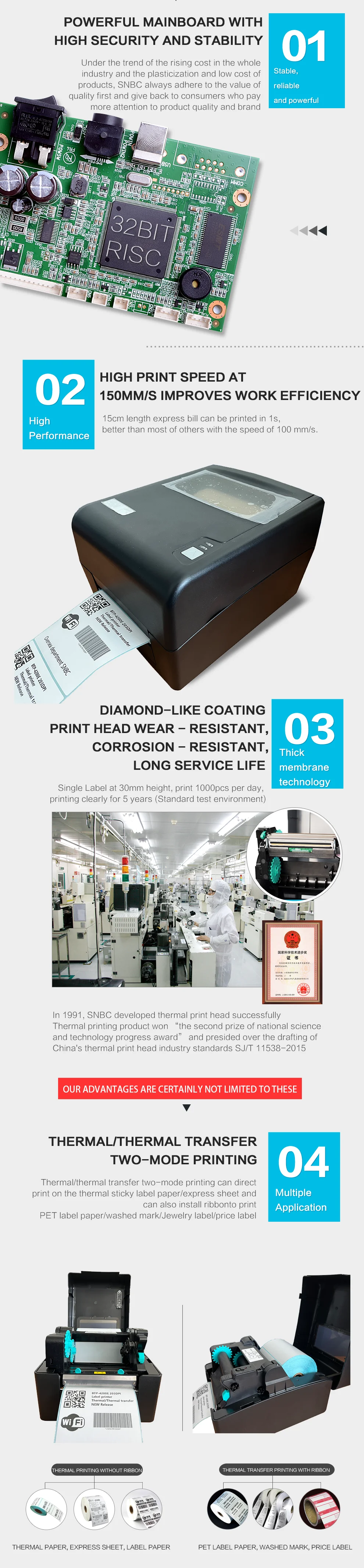 Snbc Btp-4200e Roll To Roll Thermal Qr Code Label Printer Label Sticker ...