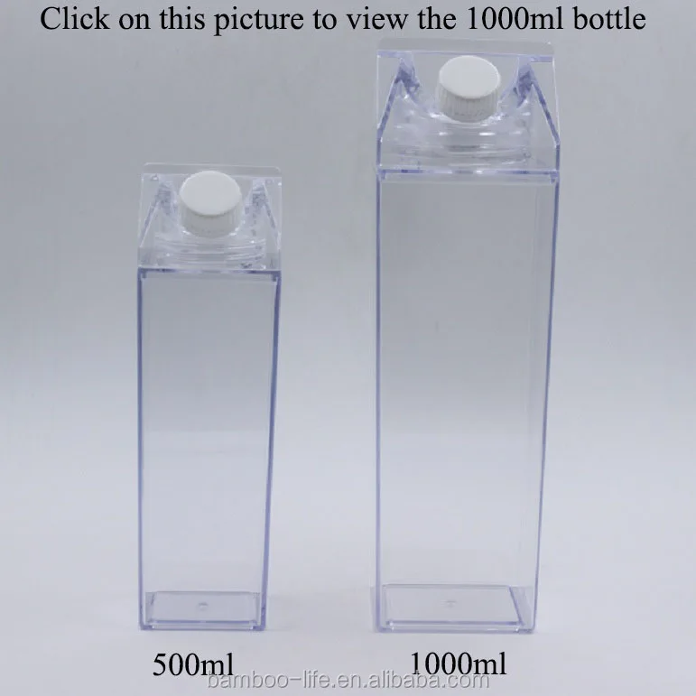 Milk Box 500ml/1000ml Clear Leak Proof Milk Carton Rectangle Portable Reusable Plastic Drinking ...