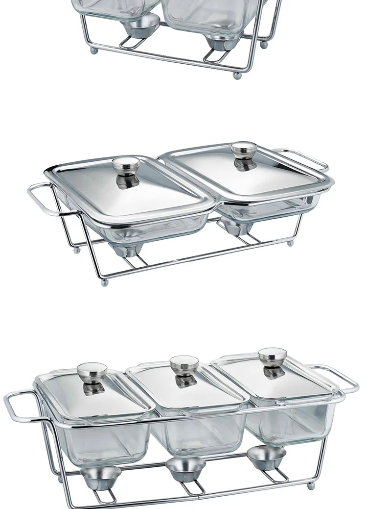 Multi-style 1.5L Glass Food Warm Buffet Stove Luxury 3connections ...
