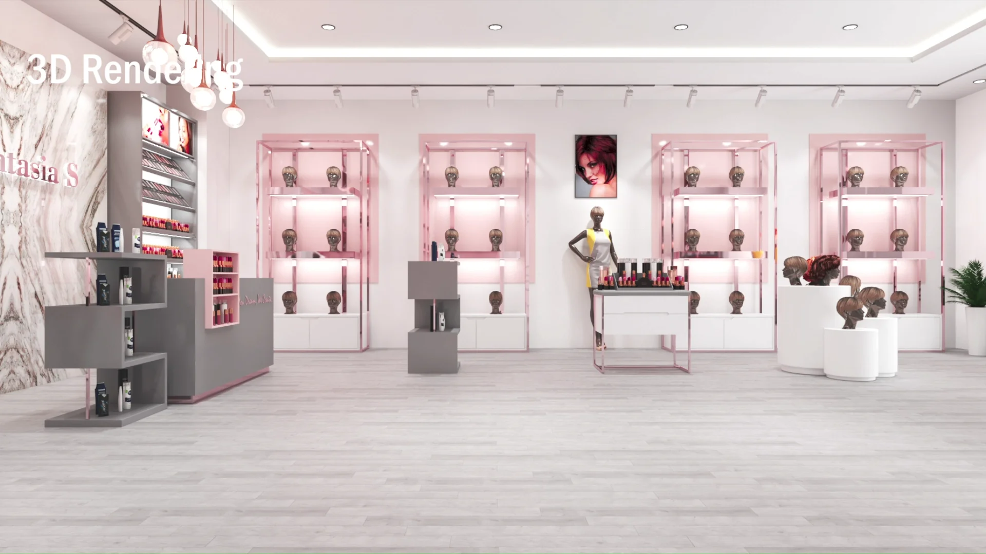 Modern Light Wig Display Rack Hair Extension Wig Shop Display Furniture ...