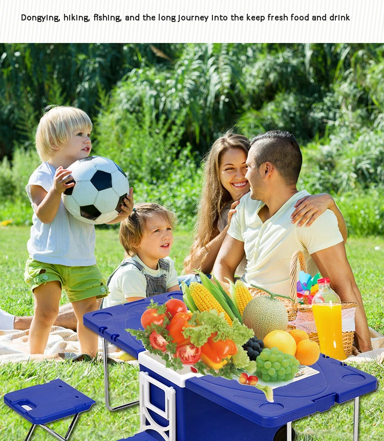 Custom Logo Camping Foldable Food Portable Ice 28l Table Cooler Box ...