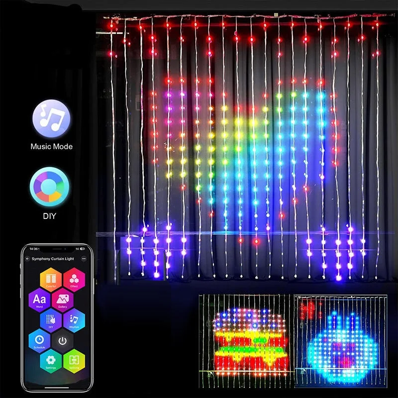 Christmas Smart Rgb Pixel Addressable Curtain Lights App Control Party ...