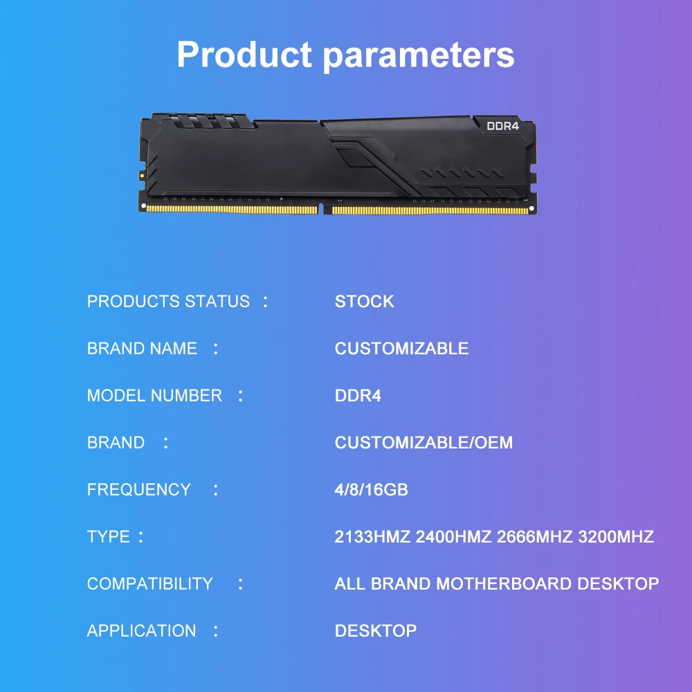 Hot Selling Ddr4 Memoria Ram 4gb 8gb 16gb 32gb 3200mhz Original Ddr3 Memory Ram For Desktop Pc ...