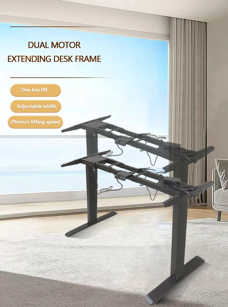 Dual Motor Electric Extending Desk Frame for Home Office