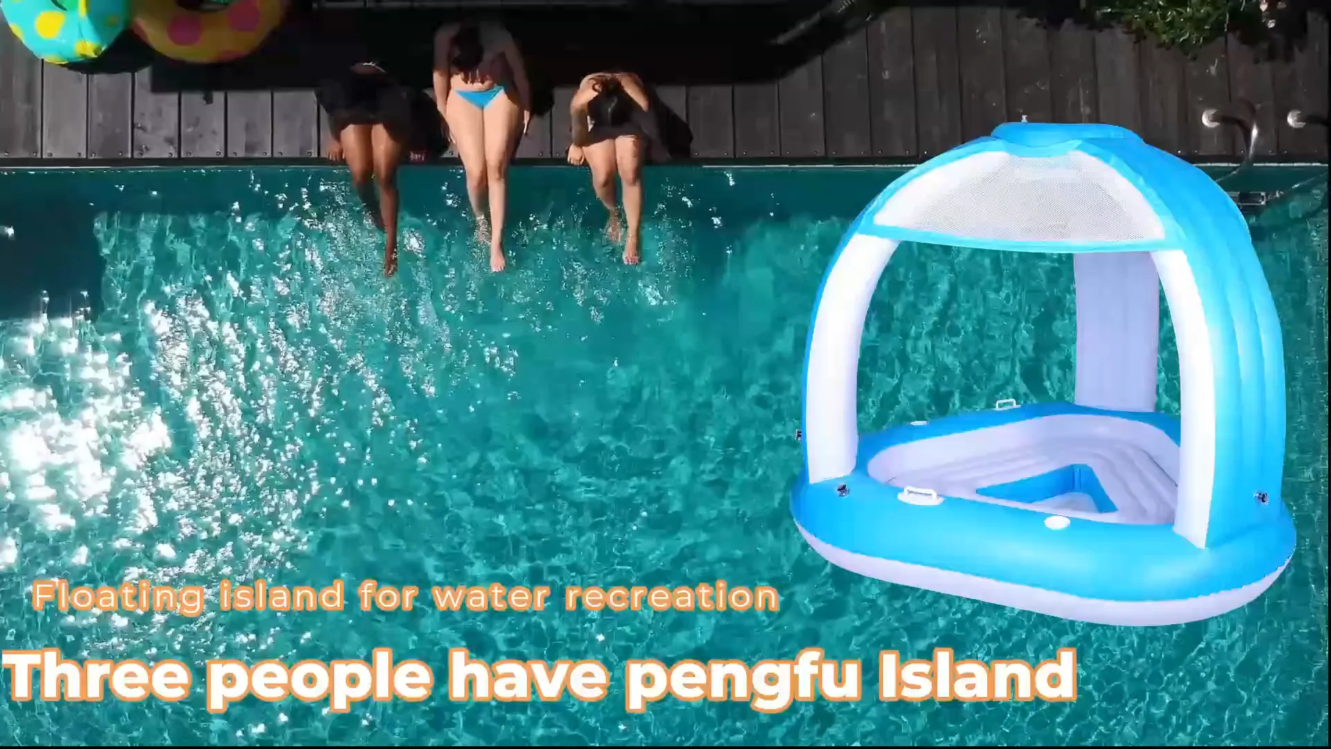 Four People Square Floating Island Backrest Floatie Inflatable Pool ...