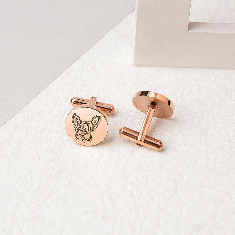 Stainless Steel Logo Engrave Custom Gold Plated Cufflinks Wedding Gift ...