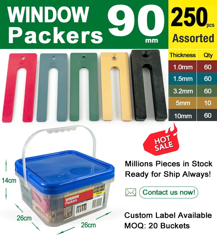 Woshun 75\90\140mm Horse Shoe Window Packers Mixed Bucket 600 Pcs ...