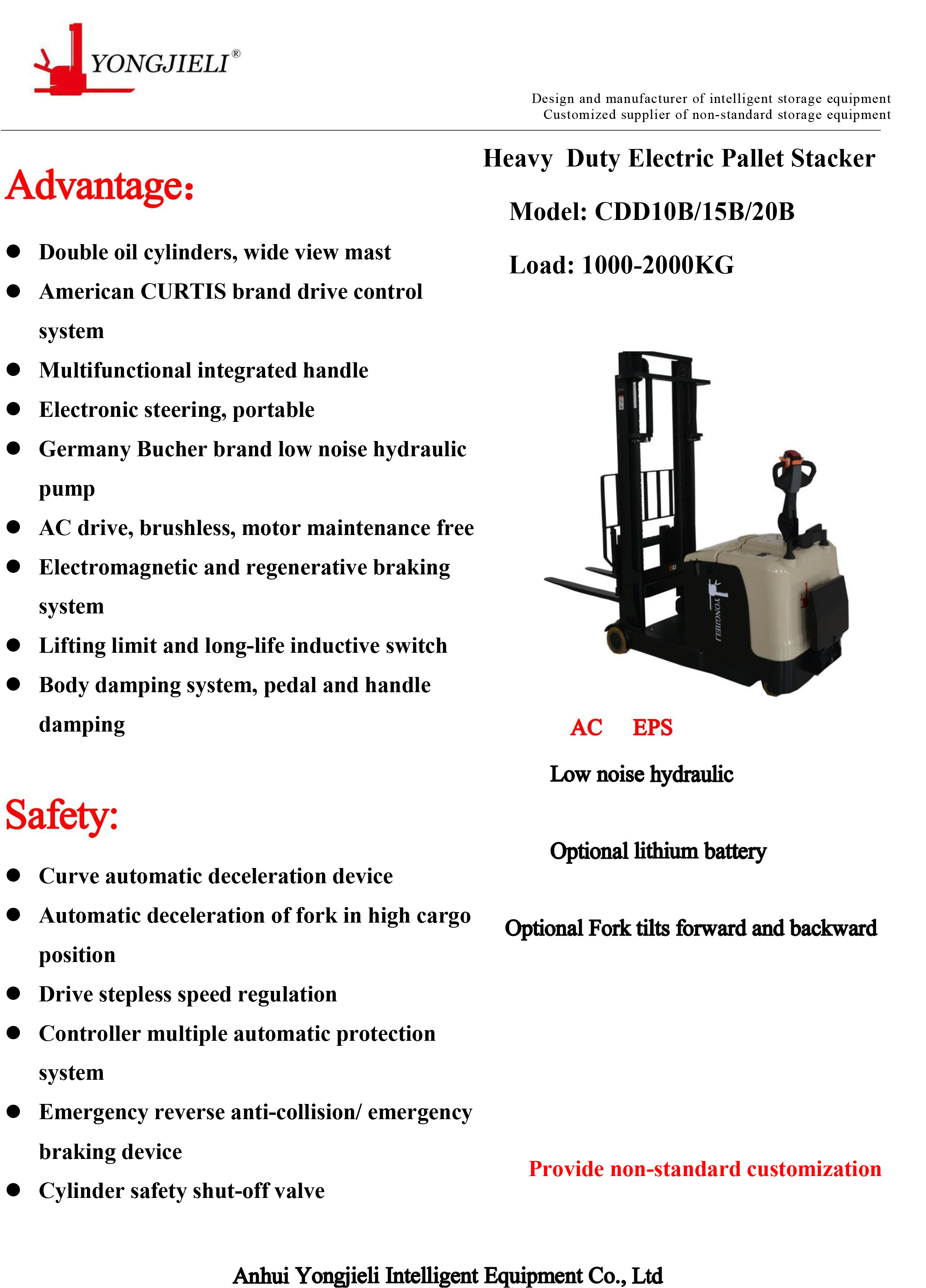 Auto Counter Balance Electric Pallet Stacker 1.5T