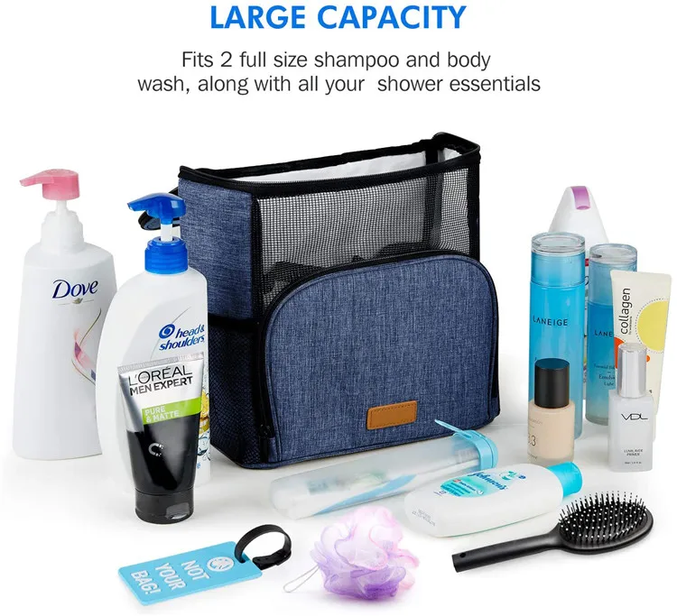 Portable Travel Shower Caddy Mesh Tote Bag Hanging Shower Organizer ...