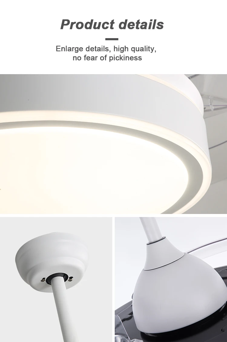 42 Inch Smart Remote Control Invisible Ceiling Fan Light - Modern ...