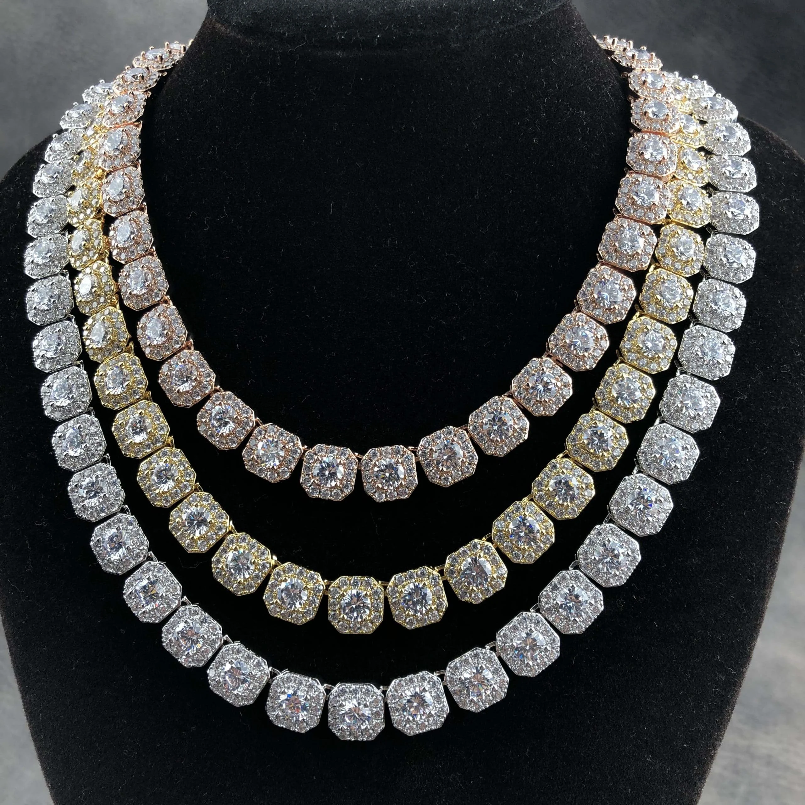 14k Real Gold 2mm Lab Grown Diamond Tennis Necklace 18 Inches