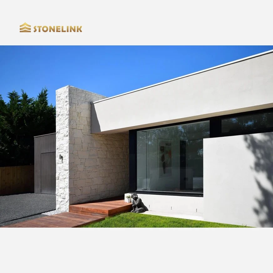 Natural White Limestone Tile Modern Design Exterior Wall Cladding with ...
