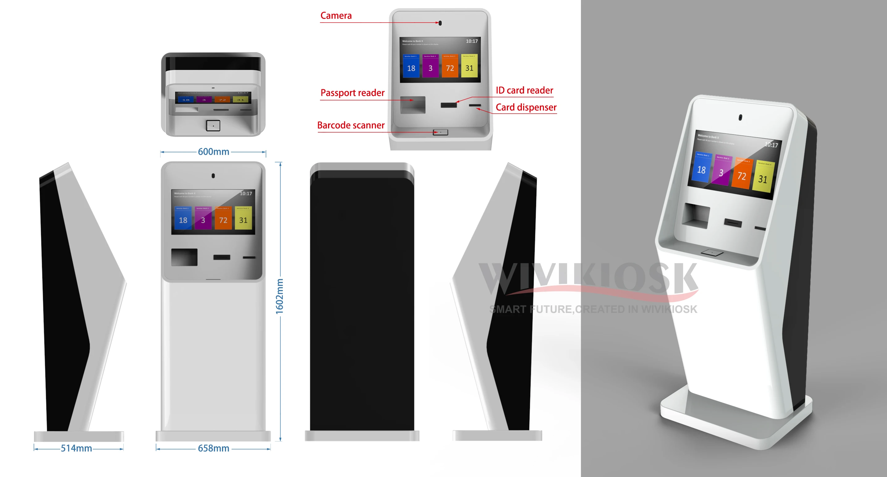 21.5inch Self-service Passport Reader/scanner Sim/hid Iclass Card ...