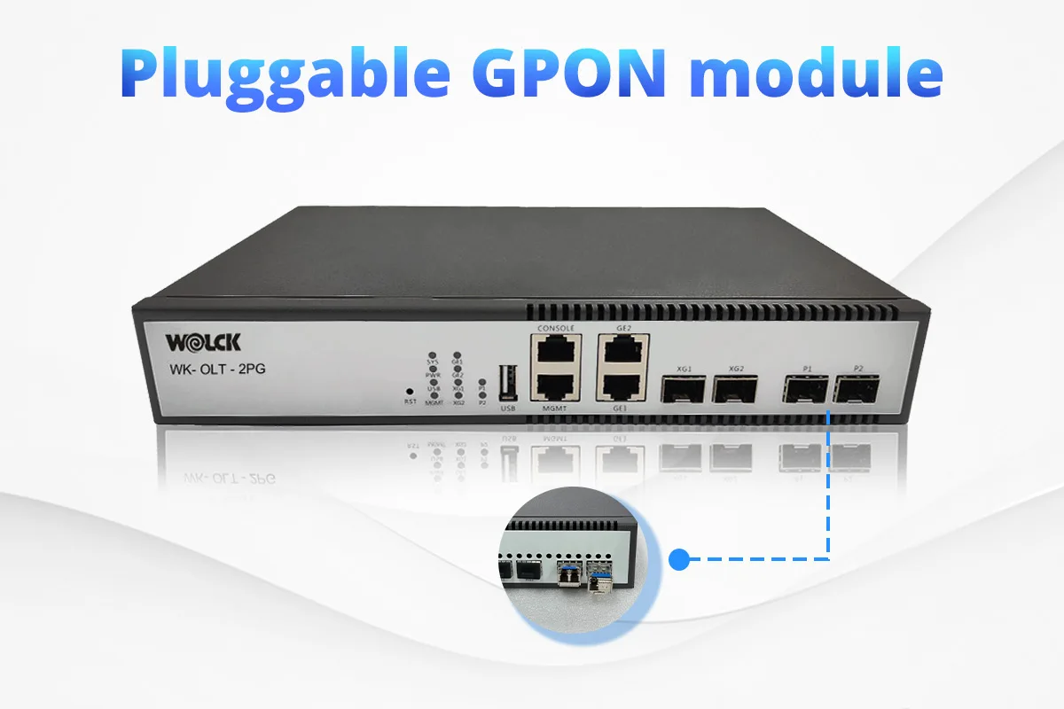 Wolck Optical Fiber 1:128 SFP 10G XPON OLT Vsol 2 PON Ports