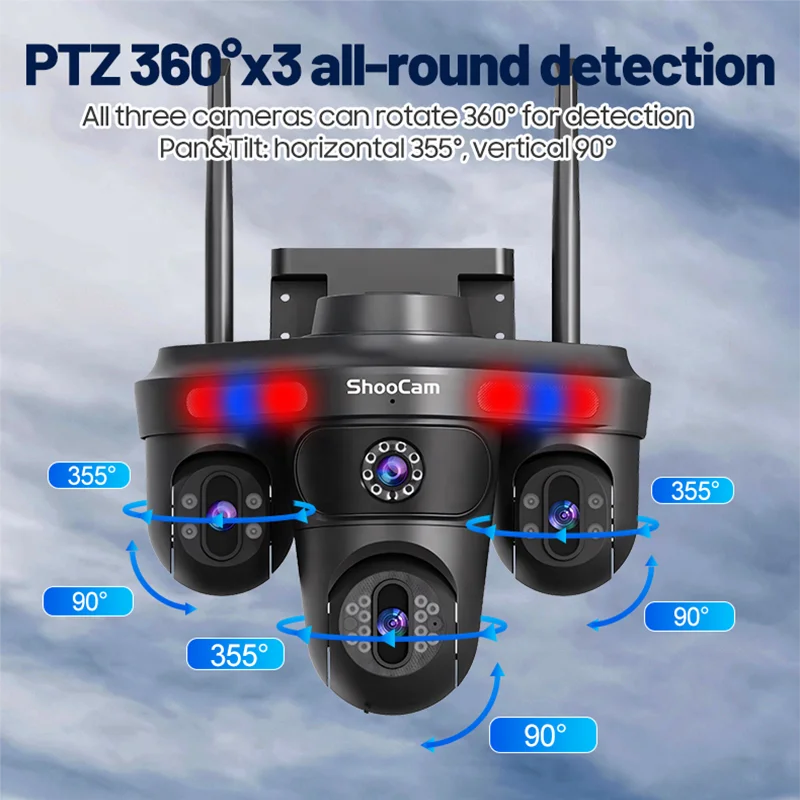 Outdoor 10x Zoom 3lens 3screen Ptz Camera Wireless Wifi Motion ...
