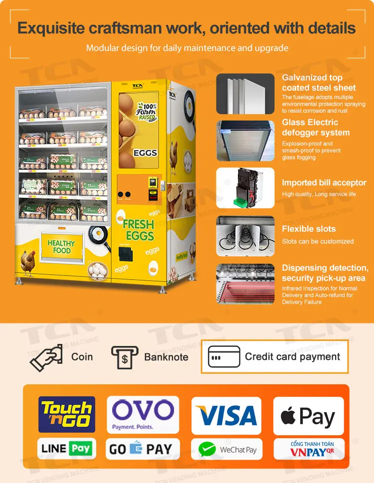 Tcn Fresh Egg Vending Machines With Elevator Refrigerated Vending ...