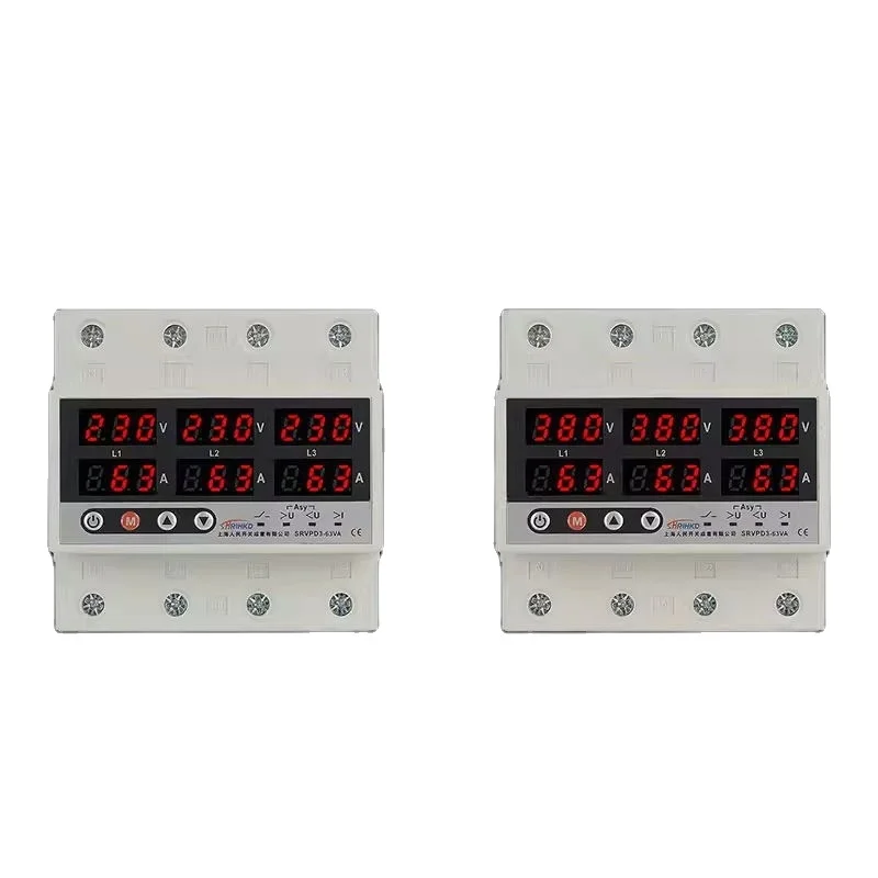 Din rail 60A voltage display relay adjustable over under voltage ...
