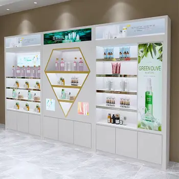 Modern Cosmetics Display Case With Mirror Shop Interior Design Cosmetic ...