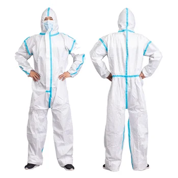 White Ppes Suit Disposable Coveralls Waterproof With Hood And Boot ...