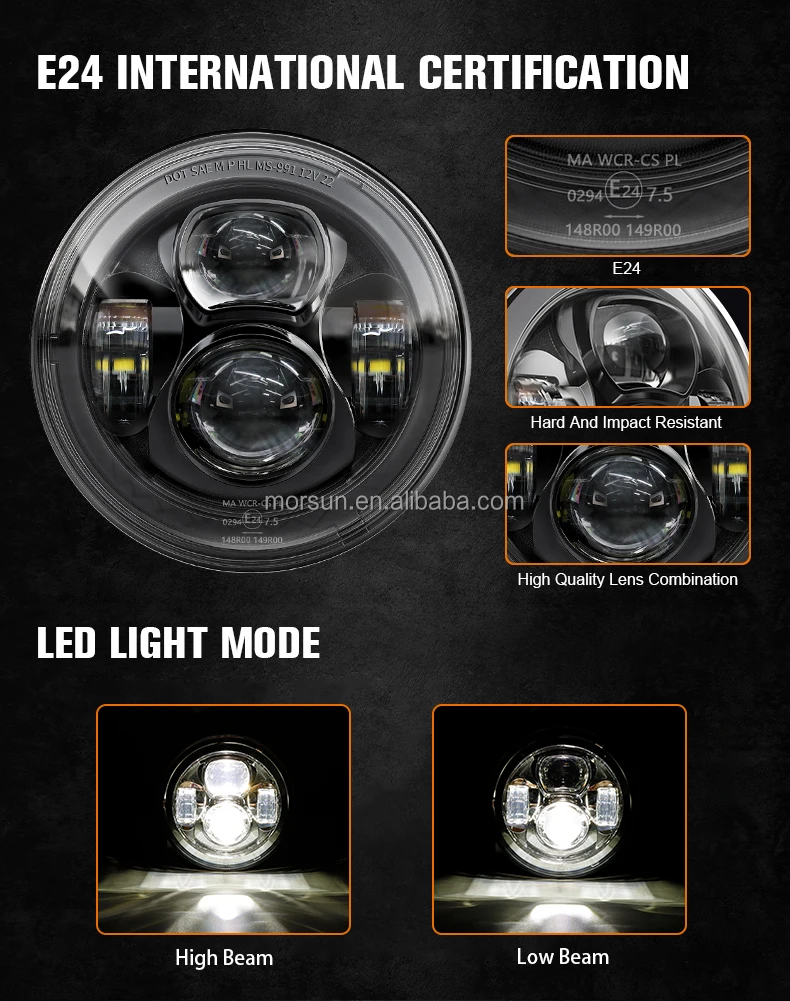 Motorcycle Lighting System - 7 Inch LED Headlight for Harley Davidson