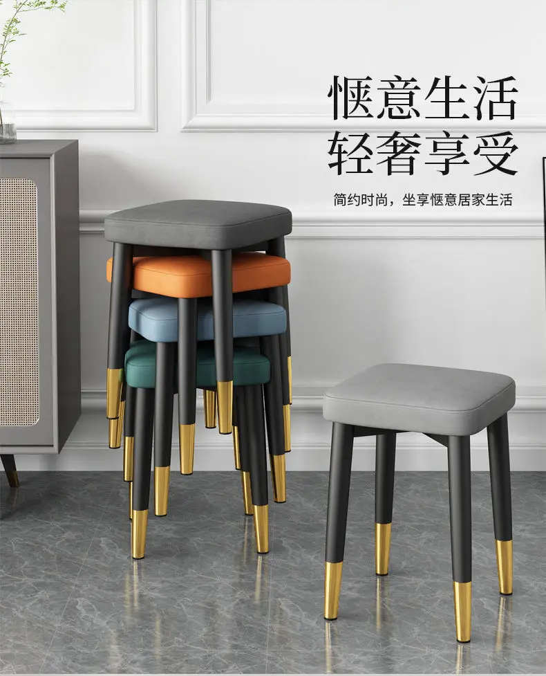 Luxury Simplicity Style Living Room Wood Square Sitting Stools With ...