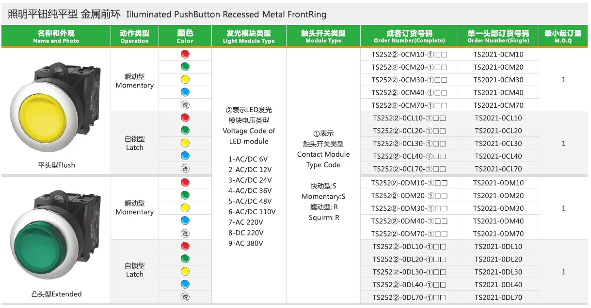 SUPU TS2 Series Push Button Plastic - Reliable Industrial Switch