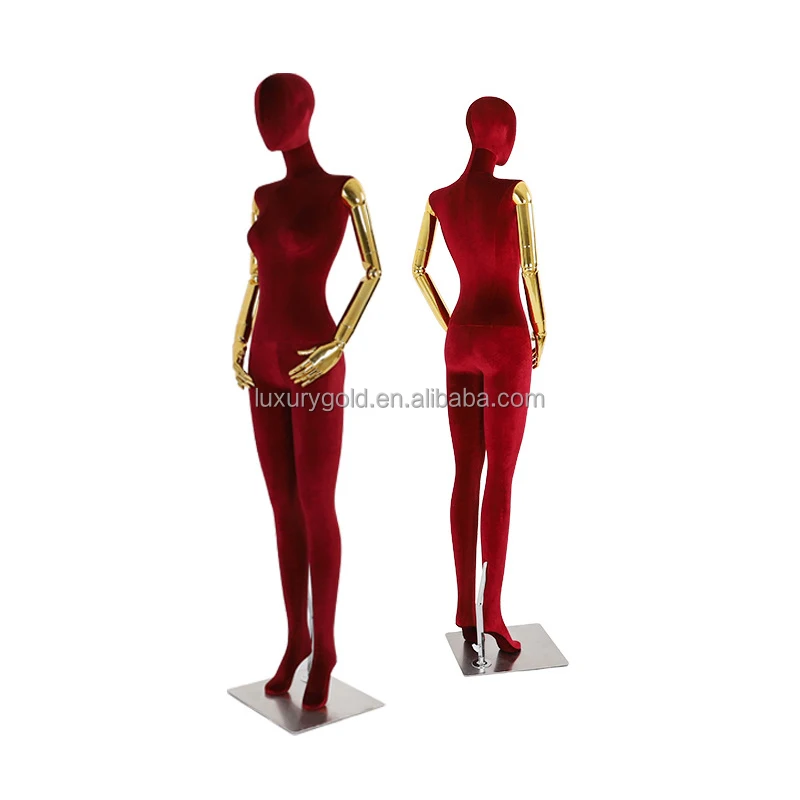 Custom Color Boutique Velvet Mannequin Silver Golden Flexible Arm Women ...