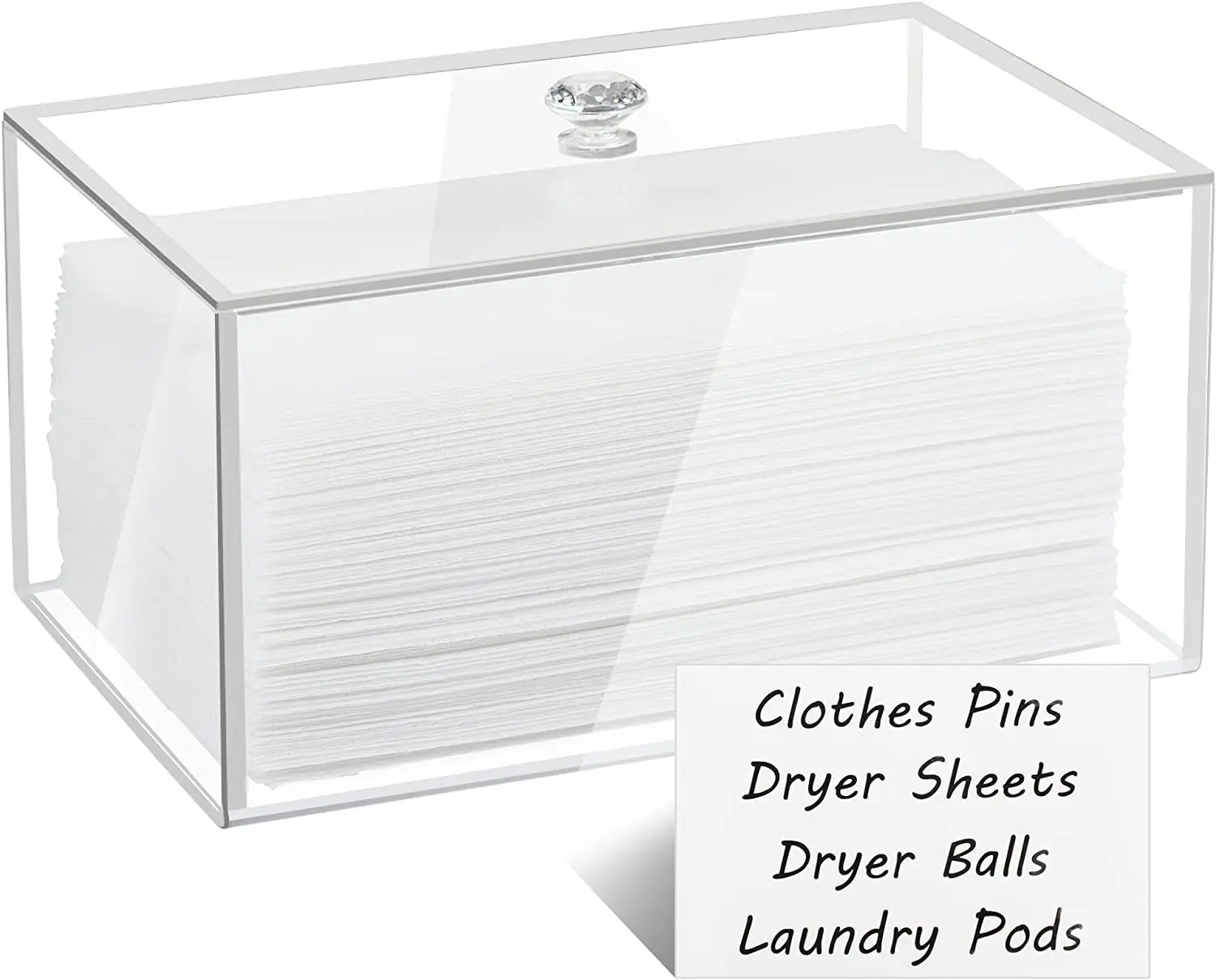 Customized Modern Acrylic Rectangle Dryer Sheet Dispenser with Hinged ...