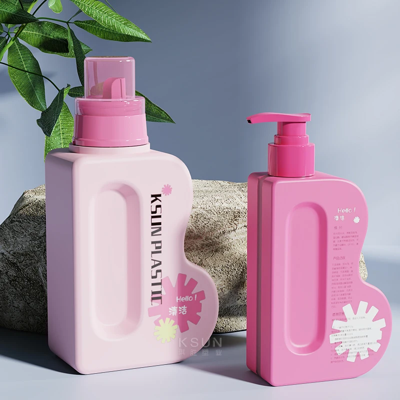 Empty Pe Plastic Wholesale Shampoo Bottle 300ml 600ml Handle Laundry ...