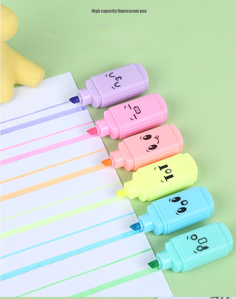 H138 Cute Student Supplies Highlighter Pen 6-color Bag Pack Single Head ...