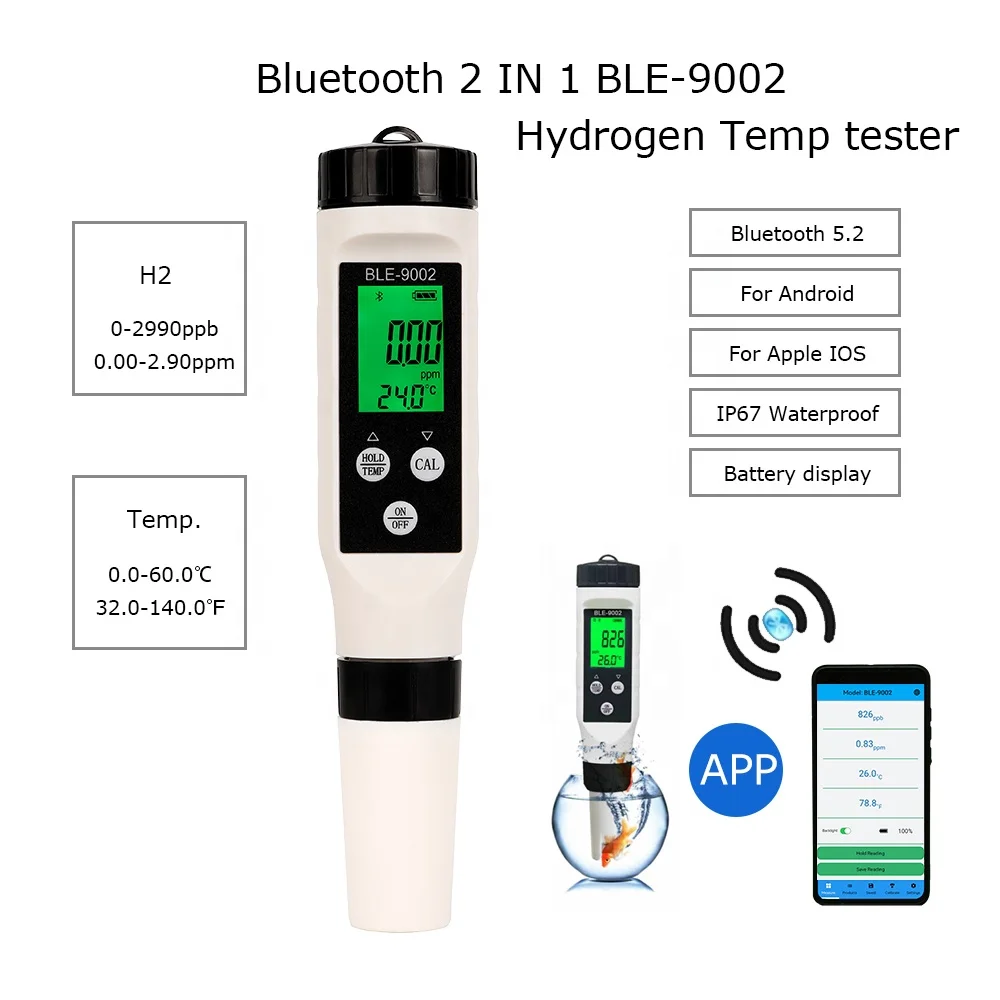 Ble-9002 Digital Test Kit Smart Hydrogen Water Meter H2 Test Pen Tester ...