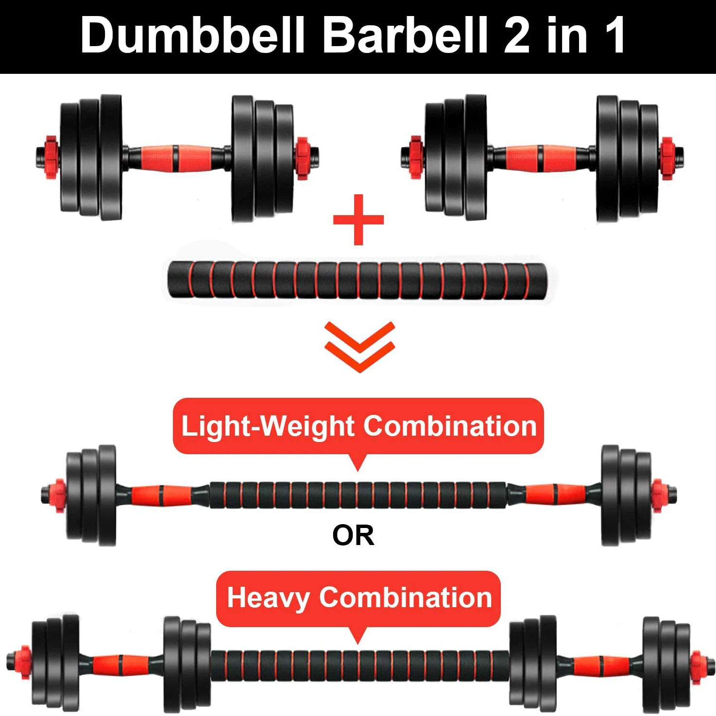 4 in 1 Home Fitness Gym Weight Set Adjustable 15kg 20kg 30kg 40kg 50kg ...