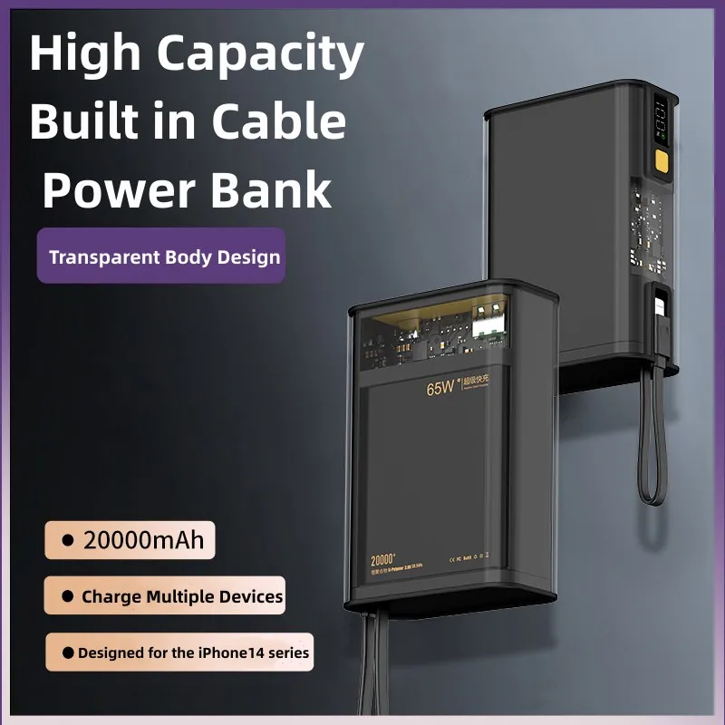 E45 65w 20000mah Capacity Qc 3.0 Fully Transparent Quick Charging Power ...