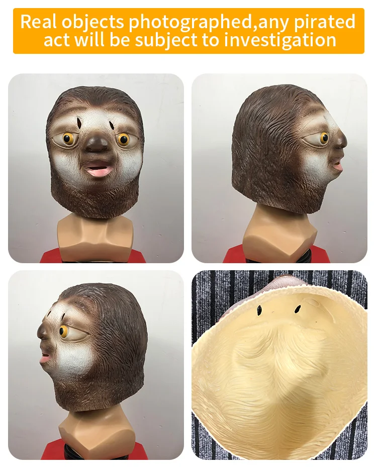 Realistic Zootopia Sloth Latex Mask Movie Cosplay Full Head Animal Mask ...