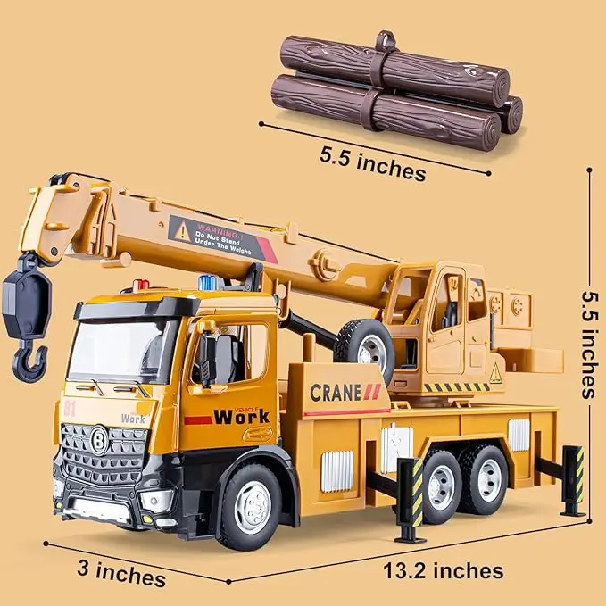 Friction Powered Crane Machine Tow Truck With Lights And Sounds Crane ...