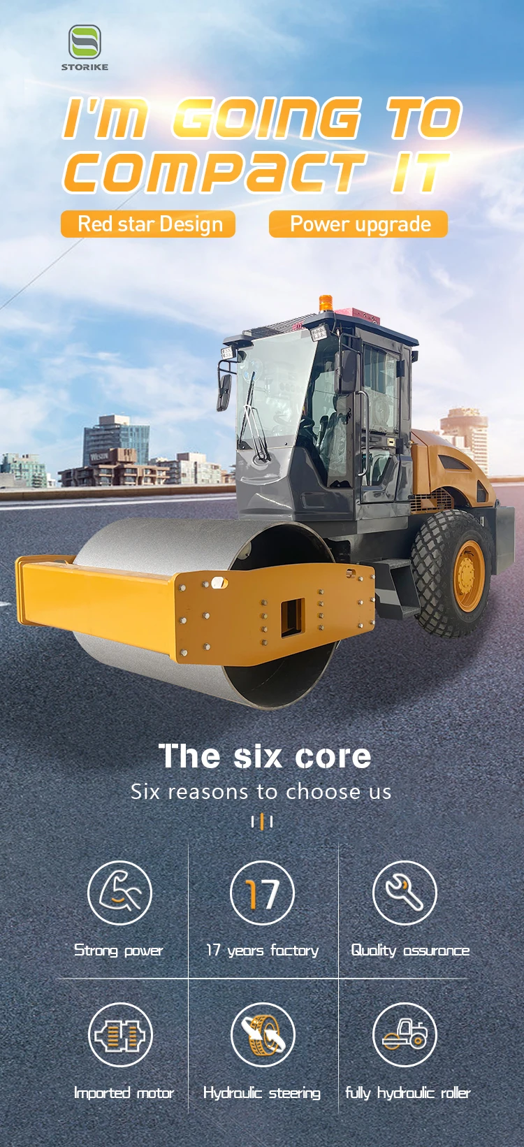 8 Ton Road Roller Compactor Storike Road Roller Single Road Roller ...