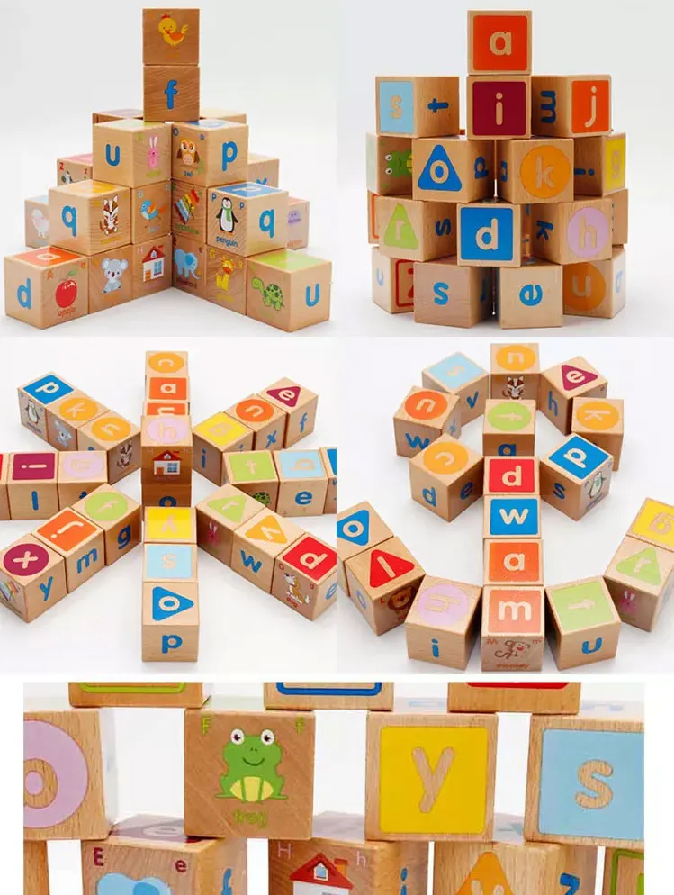 Custom Cute Animal Number Wooden Abc Block Preschoolers Baby Wholesale ...