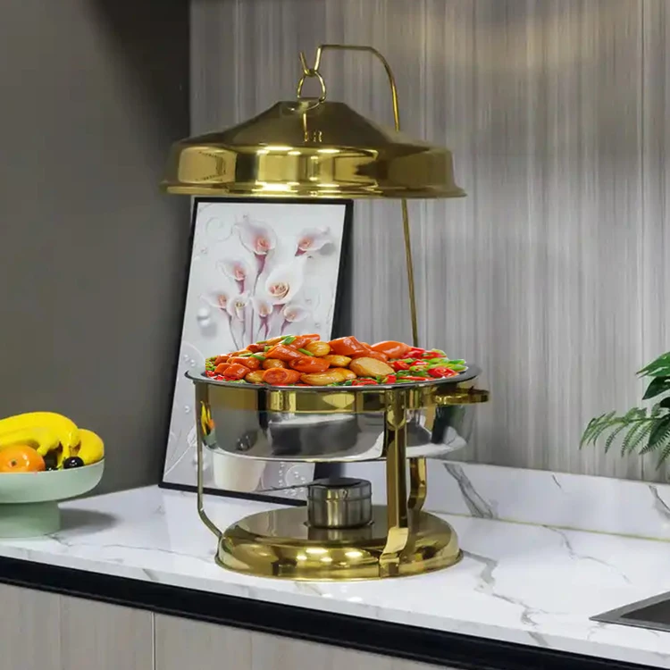 Gold Chaffing Dishes Luxury Food Warmer Set Hotel Buffet Catering Stainless Steel Hanging Hinged ...