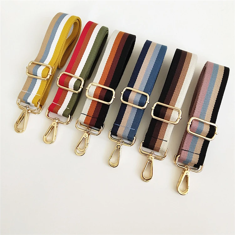 Retro 3.8 cm Striped Shoulder Bag Strap Canvas Webbing Adjustable Women ...