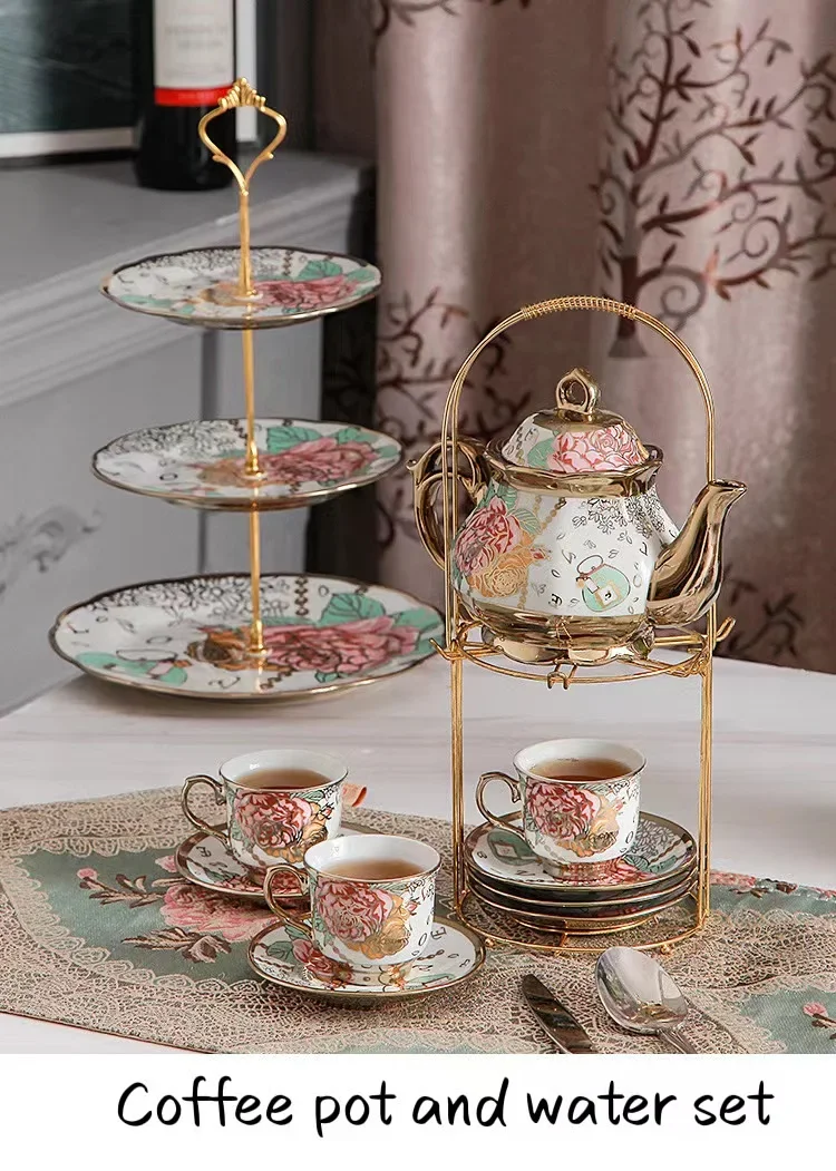 Luxury Flower Design Milk Ceramic Coffee Teapot And Porcelain Tea ...