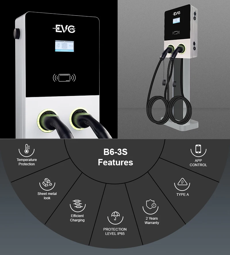 Wall-mounted Ocpp Ev Charger Type 2 7kw 22kw 44kw Wallbox