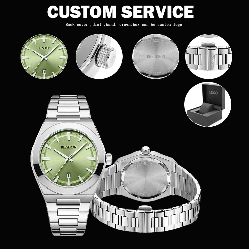 Alibaba.com: Green Shiny Dial Man Watch Custom 42 mm Stainless Steel ...