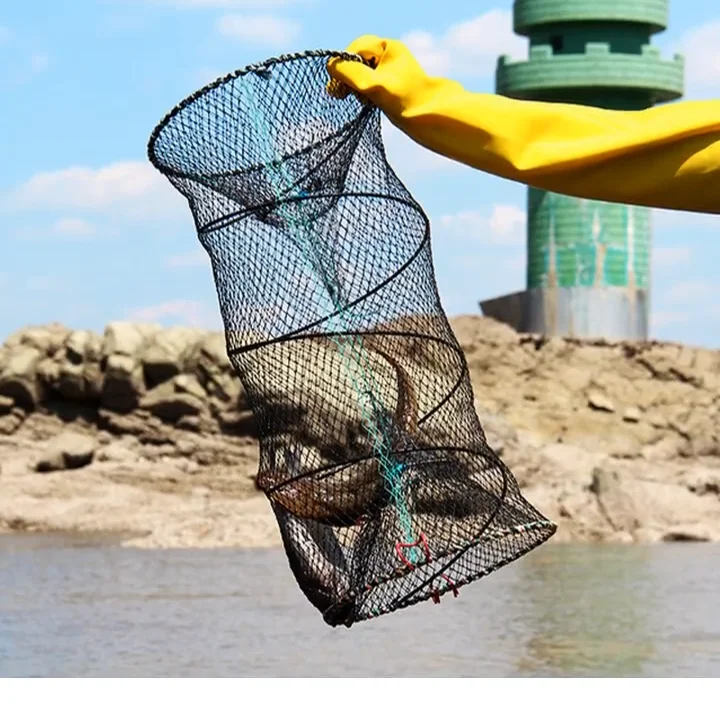 Outdoor High Quality Nylon Automatic Folding Shrimp Cage Round Fishing ...