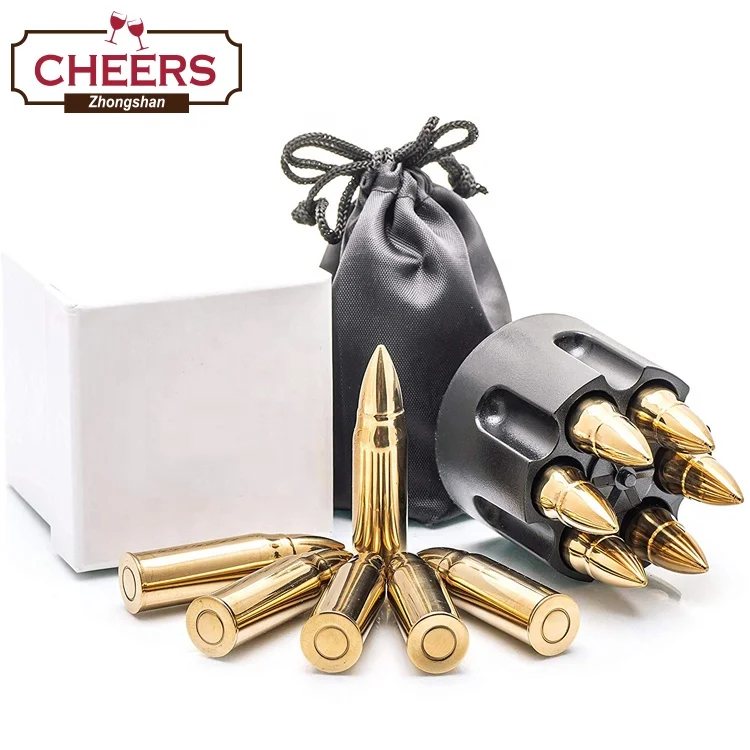 Jack Daniels Amerigo Gold XL Whiskey Stones Bullets With Revolver Base ...