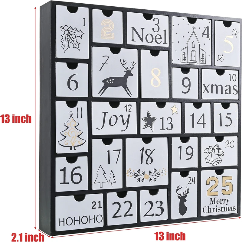 Wooden Advent Calendar Christmas Countdown Calendar Boxes With 24 ...