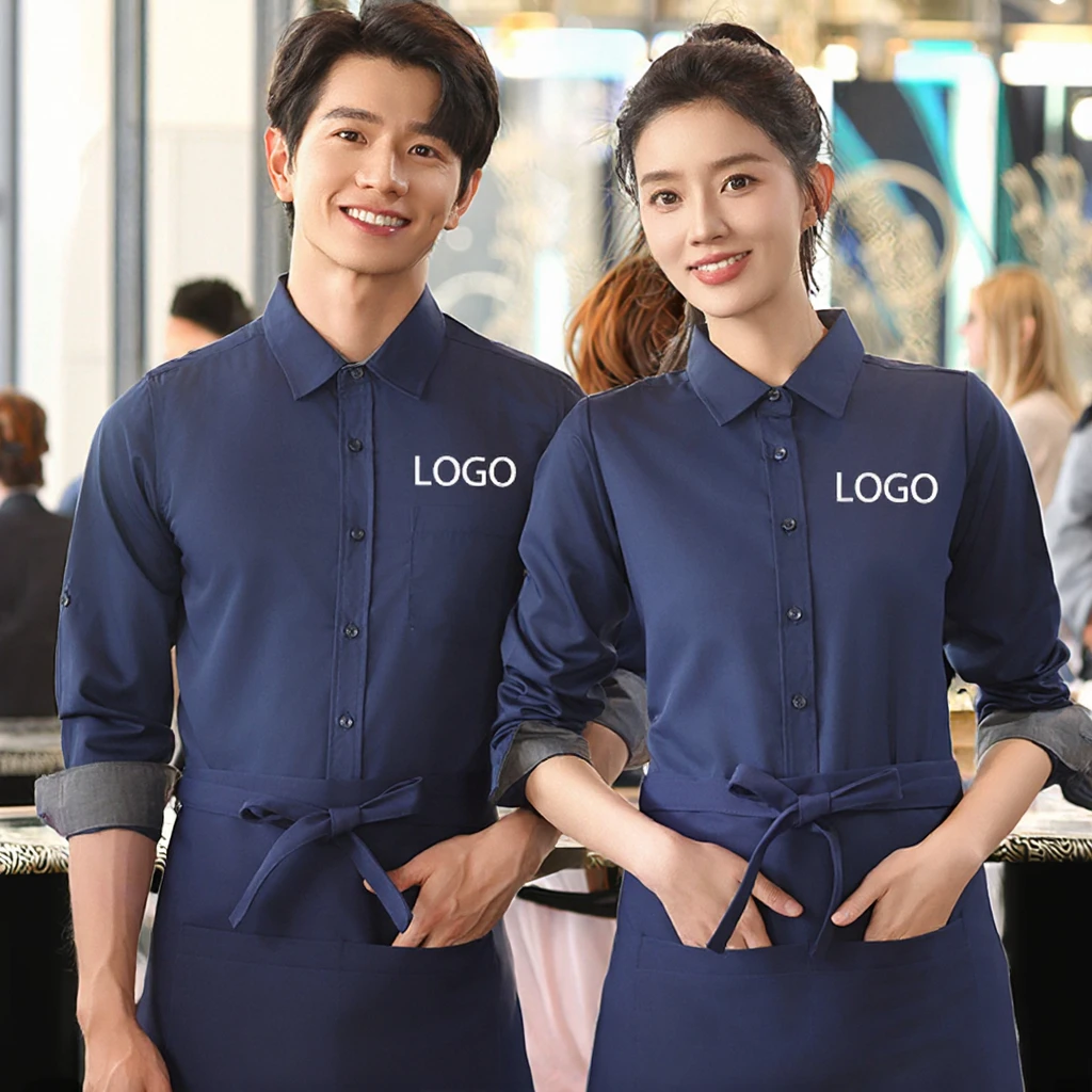Single Long-Sleeved Catering Hotel Waiter Uniform Shirts New Style ...