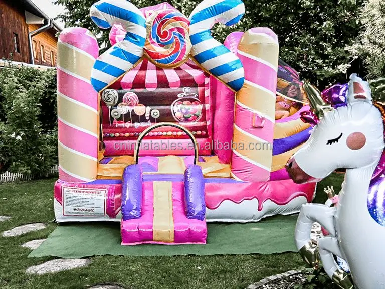 Kids Inflatable Moonwalk Candyland Sugar Shack Bounce House pink Candy ...