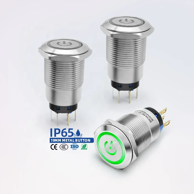 Benlee 16/19/22mm Illuminated Waterproof Ip67 Stainless Steel On Off ...