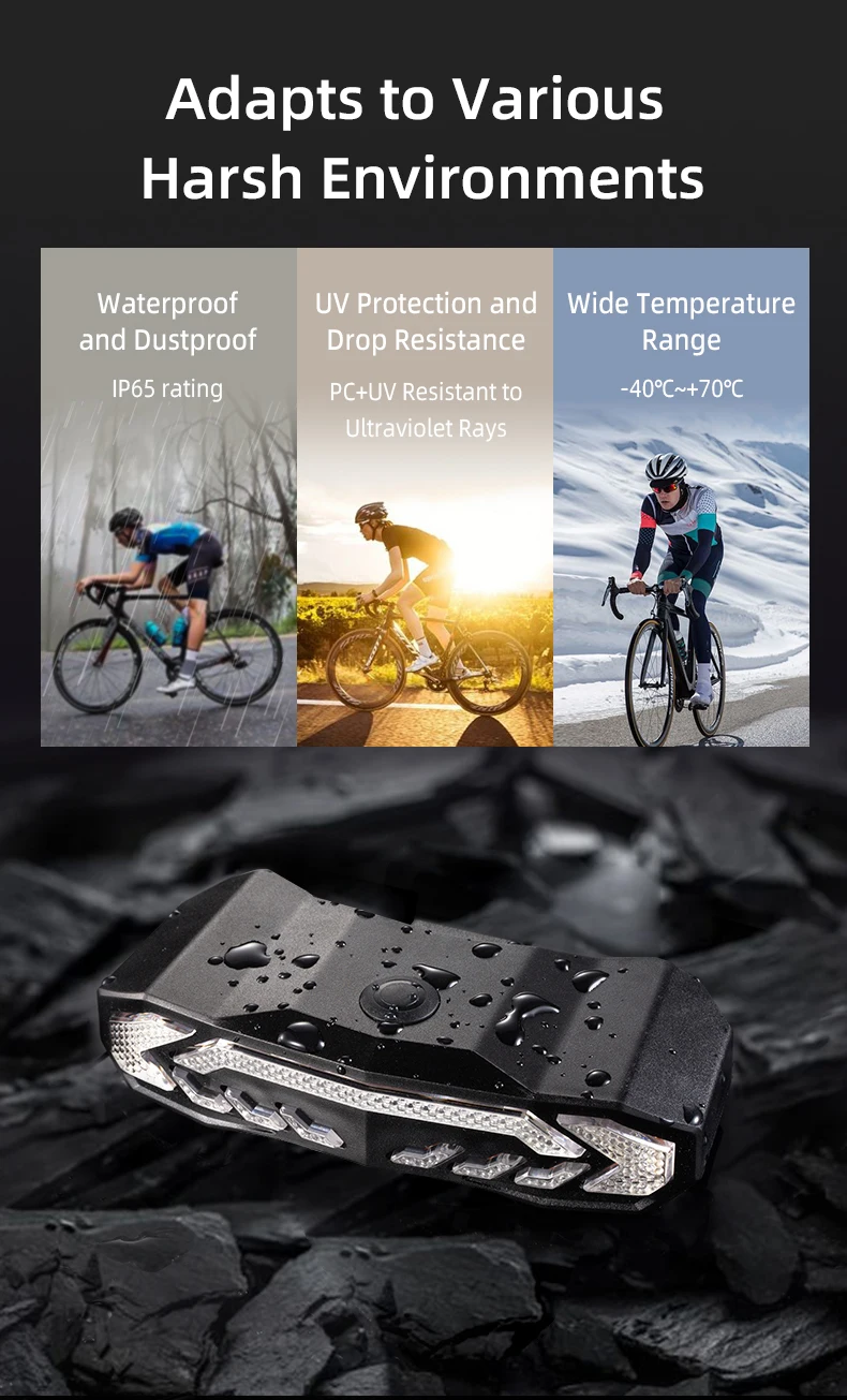 Auto Brake Sensing Waterproof Turn Signal USB Charging Bike Tail Light ...