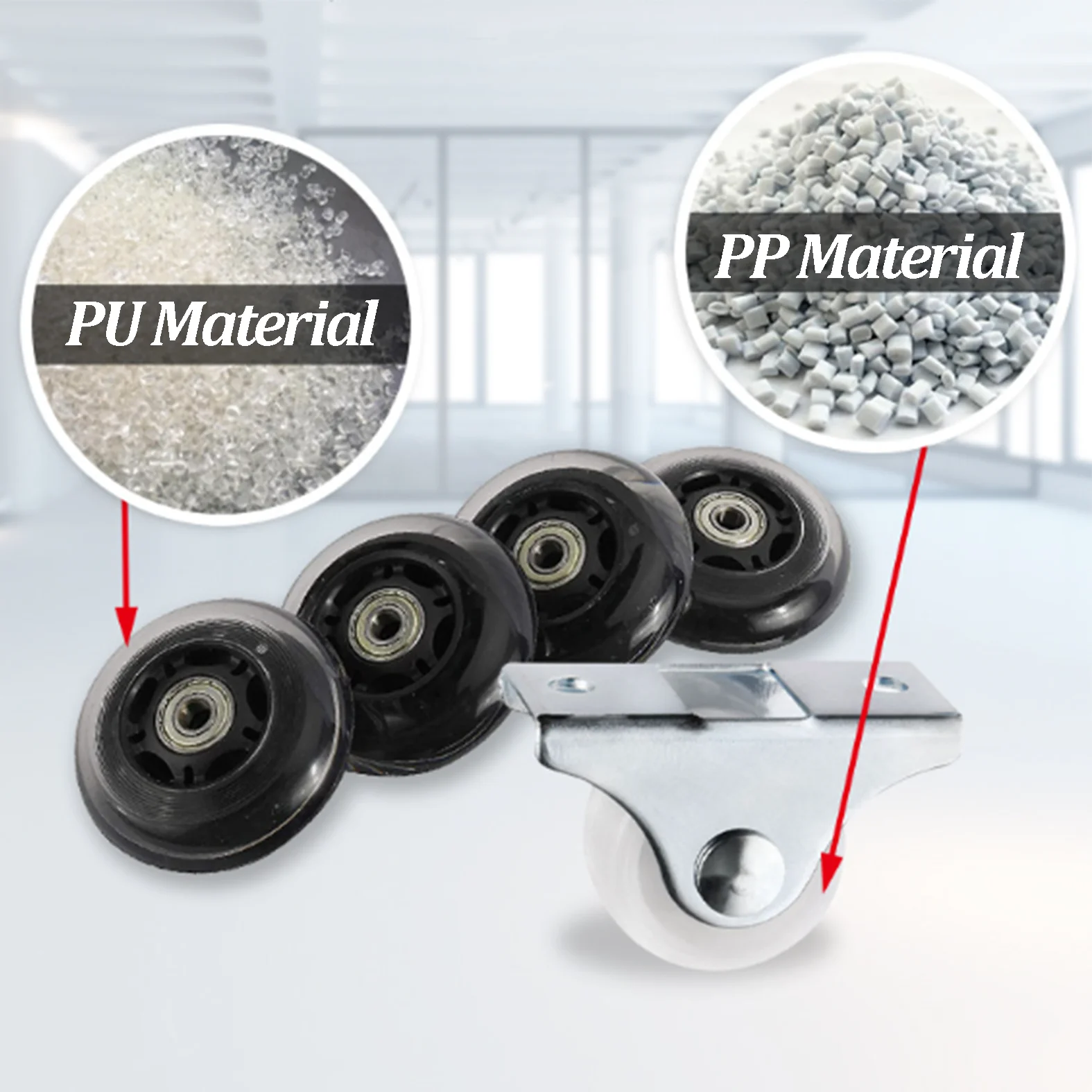 0.5 Inch Mini Caster Universal PP Guide Wheel Furniture Drawer Small ...